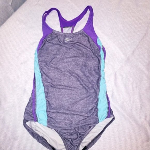 Speedo | Swim | Speedo Racerback Swimsuit Grey And Purple | Poshmark